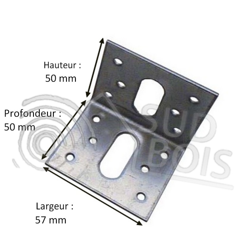 Équerre de fixation galvanisé 50x50x57mm Ep. 2 mm - BricoBois.fr ...